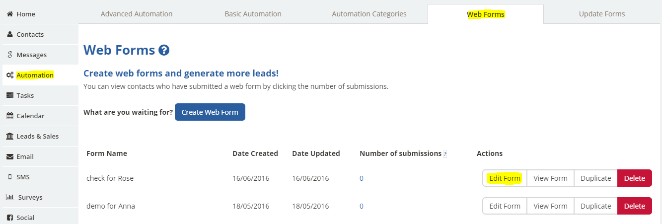 How Can I Link My Webform Signups To Automation Frequently Asked Questions Intouch